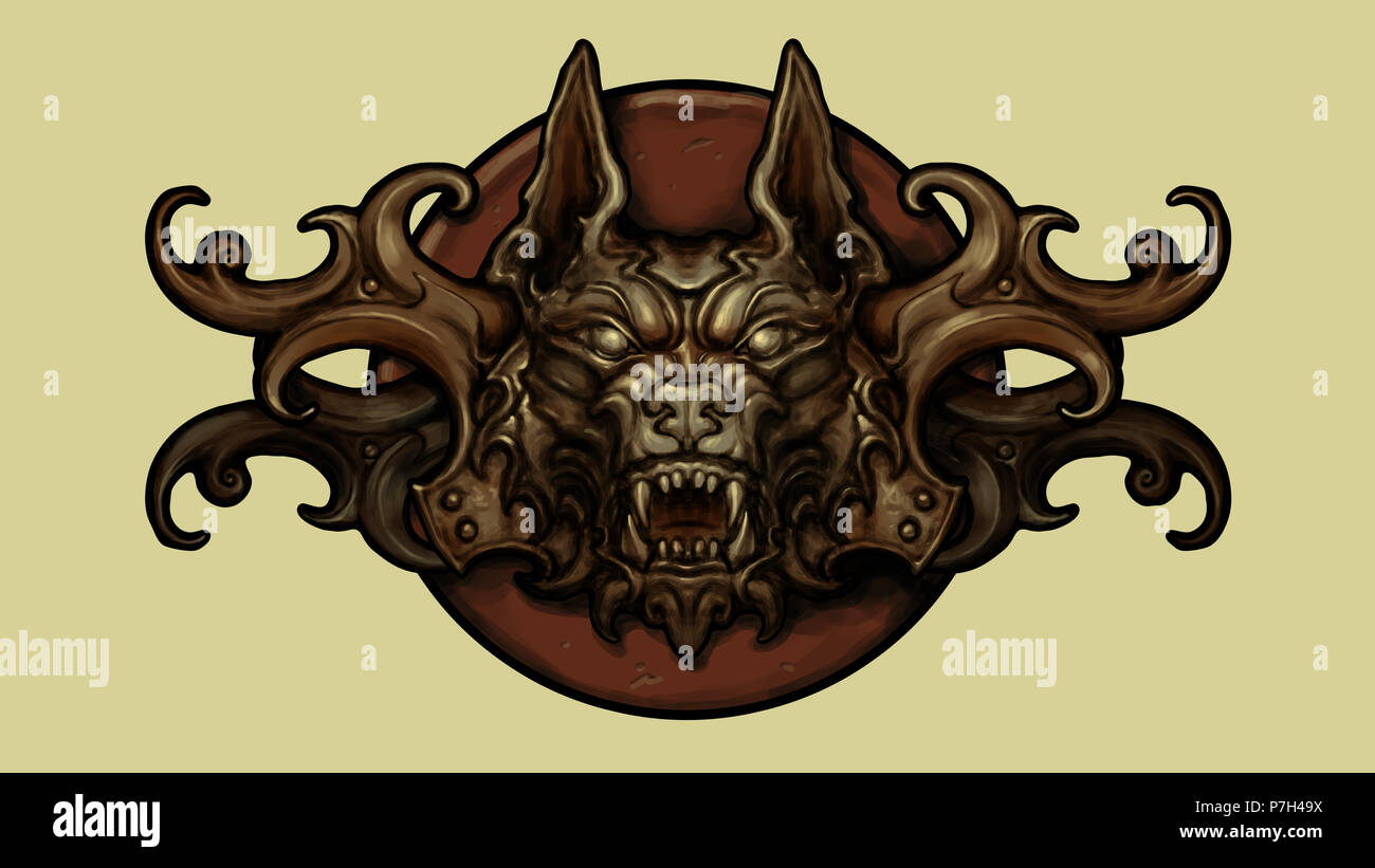 A victorian motif with a wolf head Stock Photo - Alamy