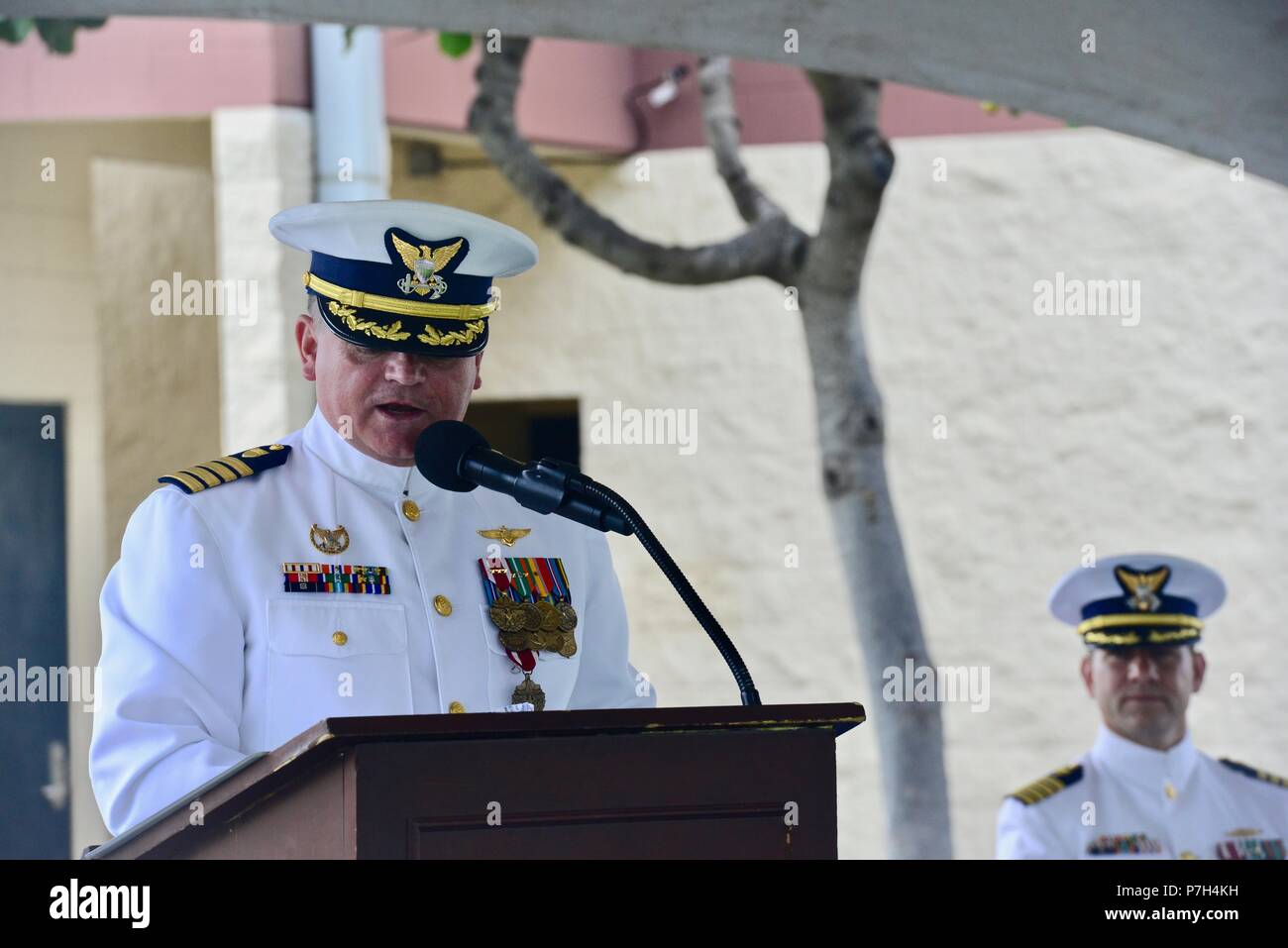 Capt. Ed Sheppard gives remarks and welcomes Capt. Travis Rasmussen ...