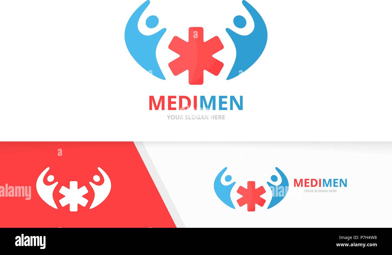 Vector ambulance and people logo combination. Medic and family symbol ...