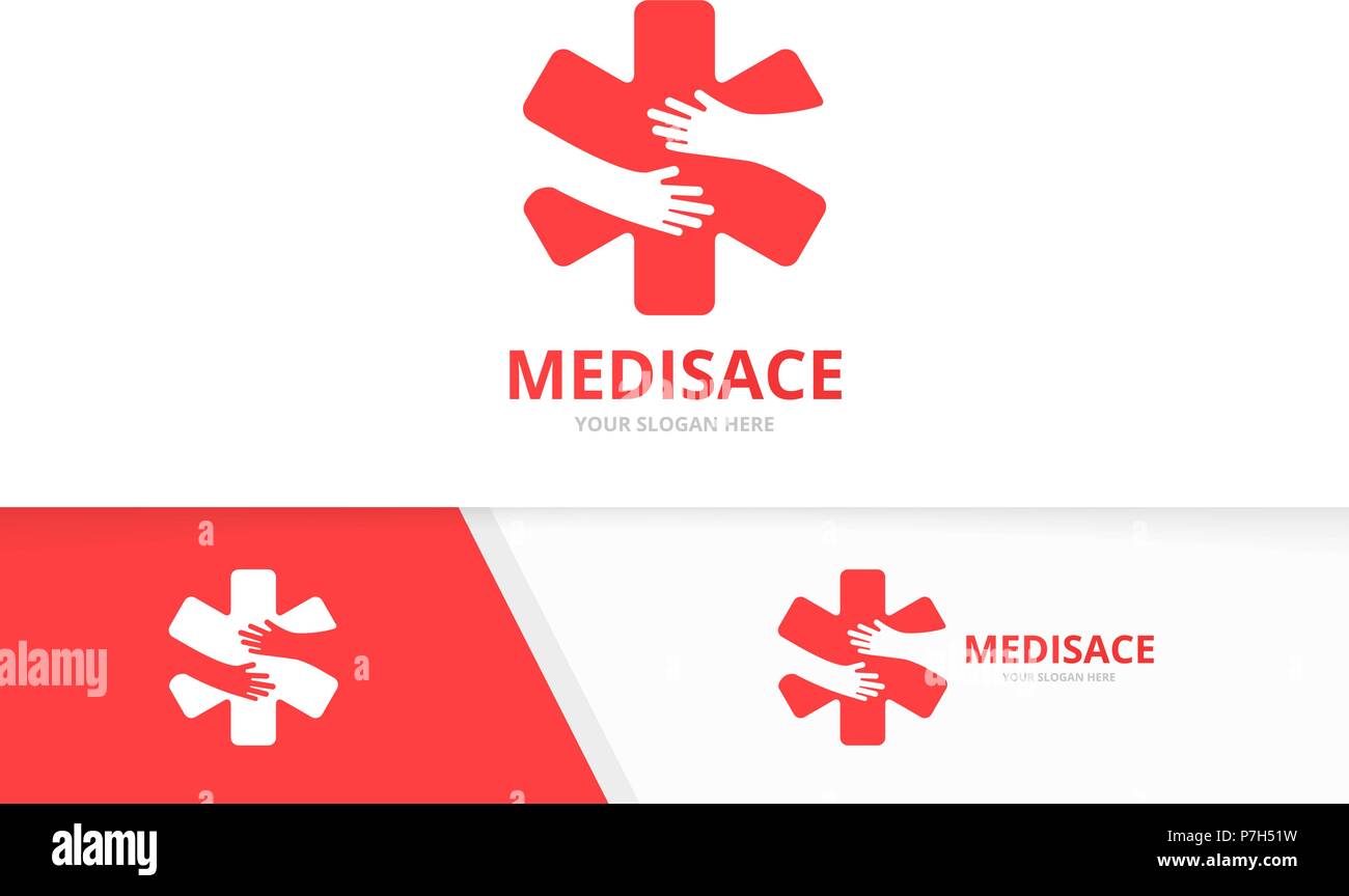 Vector ambulance and hands logo combination. Medic and hug symbol or ...