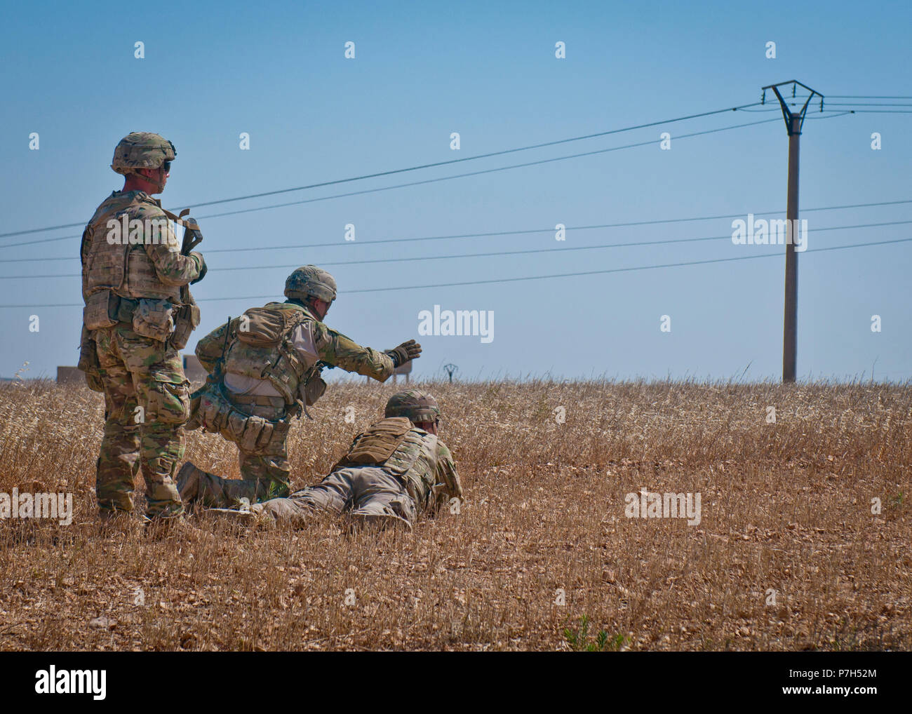A U.S. Army Soldier is directed where to provide security during a ...