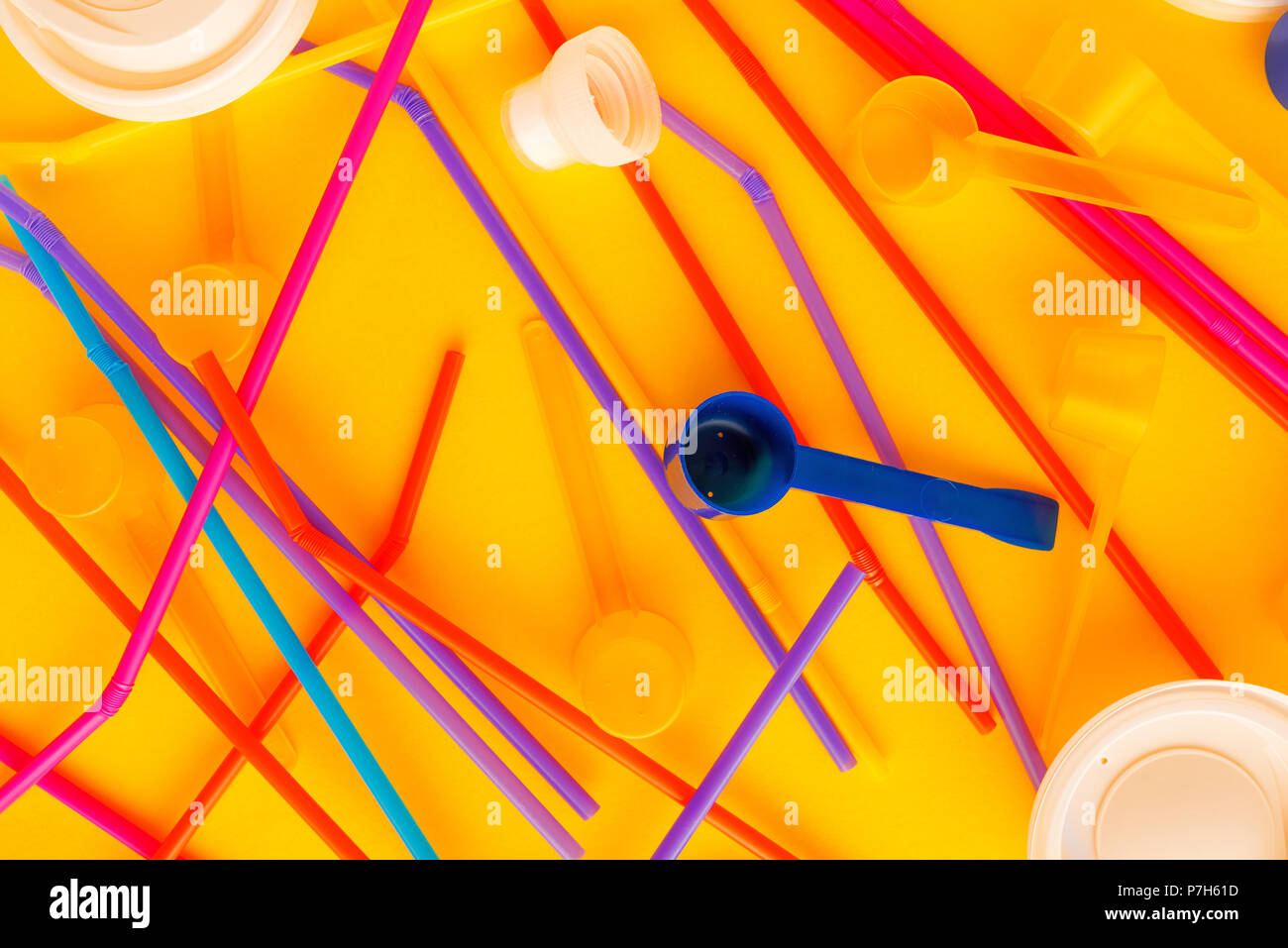 Colorful plastic rubbish and garbage pile, conceptual image for ...