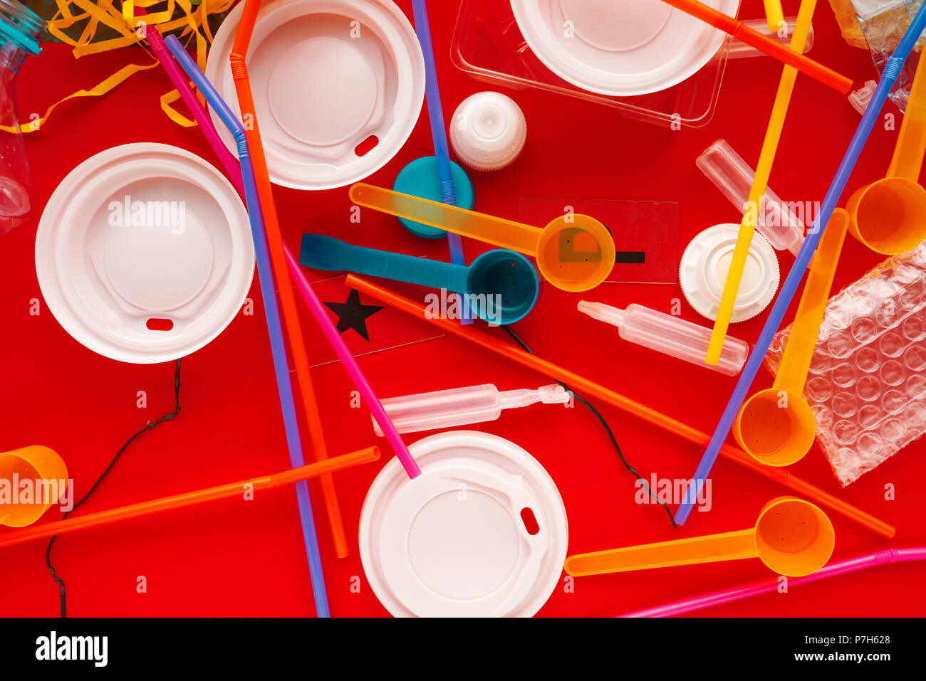 Colorful plastic rubbish and garbage pile, conceptual image for ...