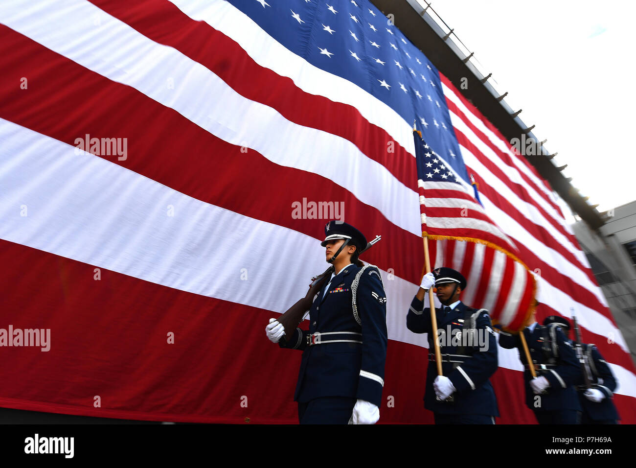 The High Frontier Honor Guard performs during the 50th Network ...