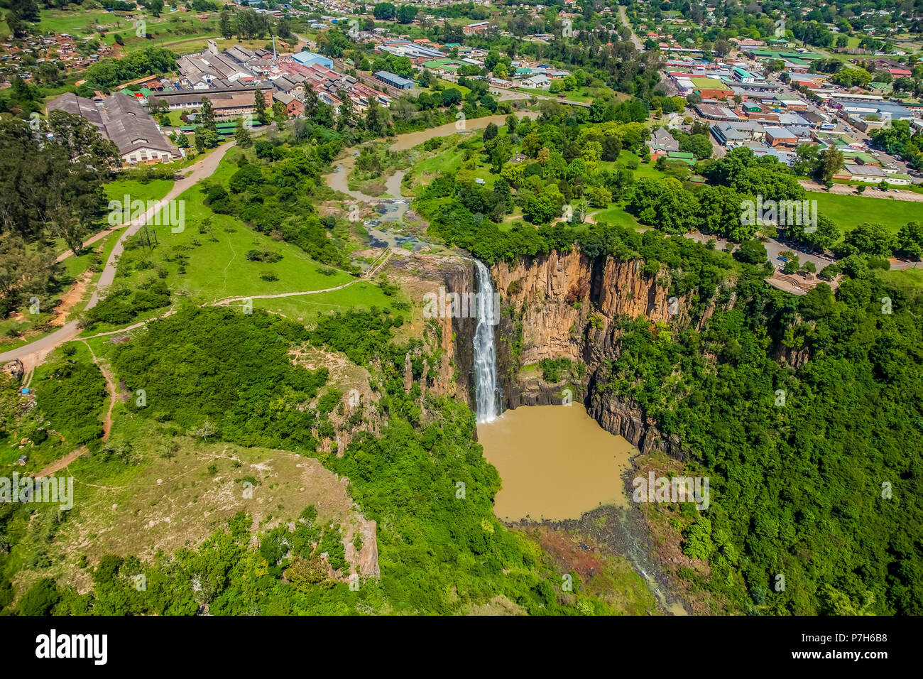 Howick, South Africa, October 19, 2012, Aerial View of Howick Falls in ...