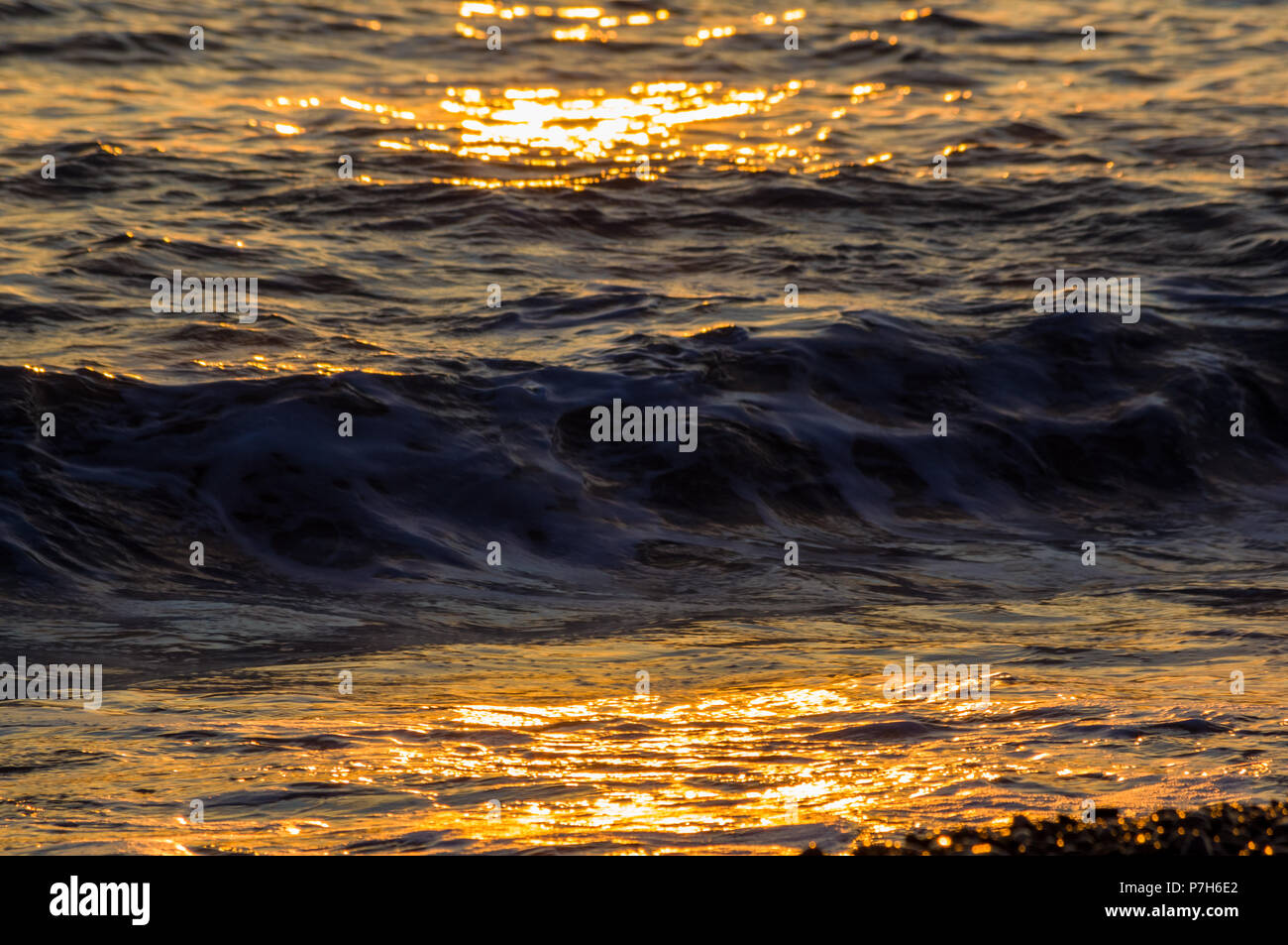 Summer sea sunset, the sun, waves and clouds, beautiful dramatic ...