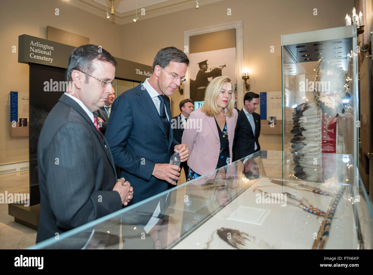 Tim Frank (left), historian, Arlington National Cemetery; gives a tour ...