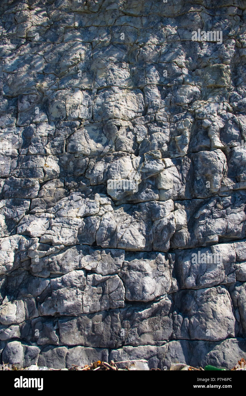 rock formations and stones of the sea coast, weathered and smoothed by ...