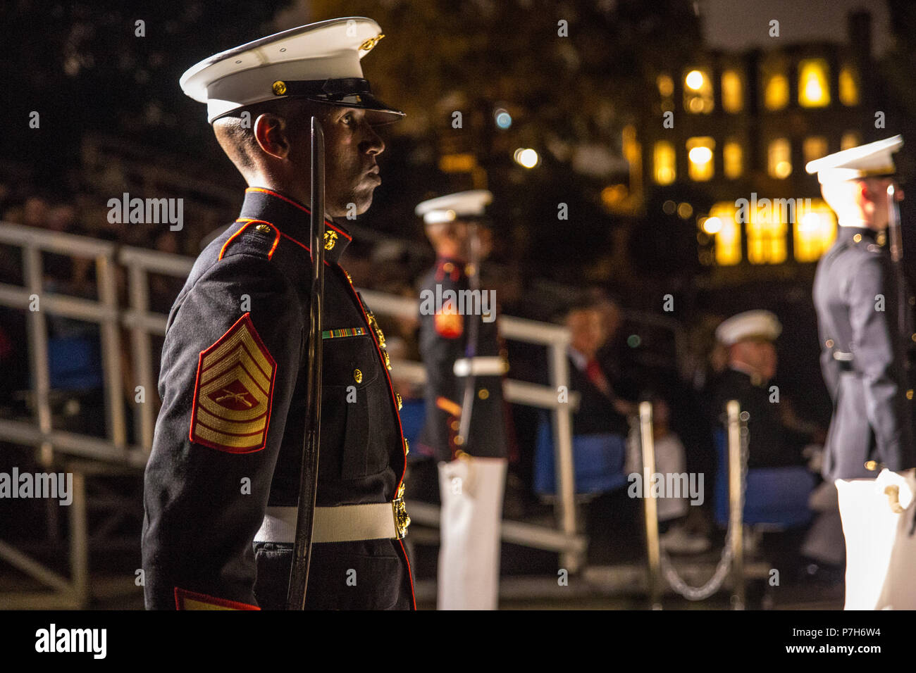 Master Sgt. Selwyn Reid, a member of the parade marching staff with the ...
