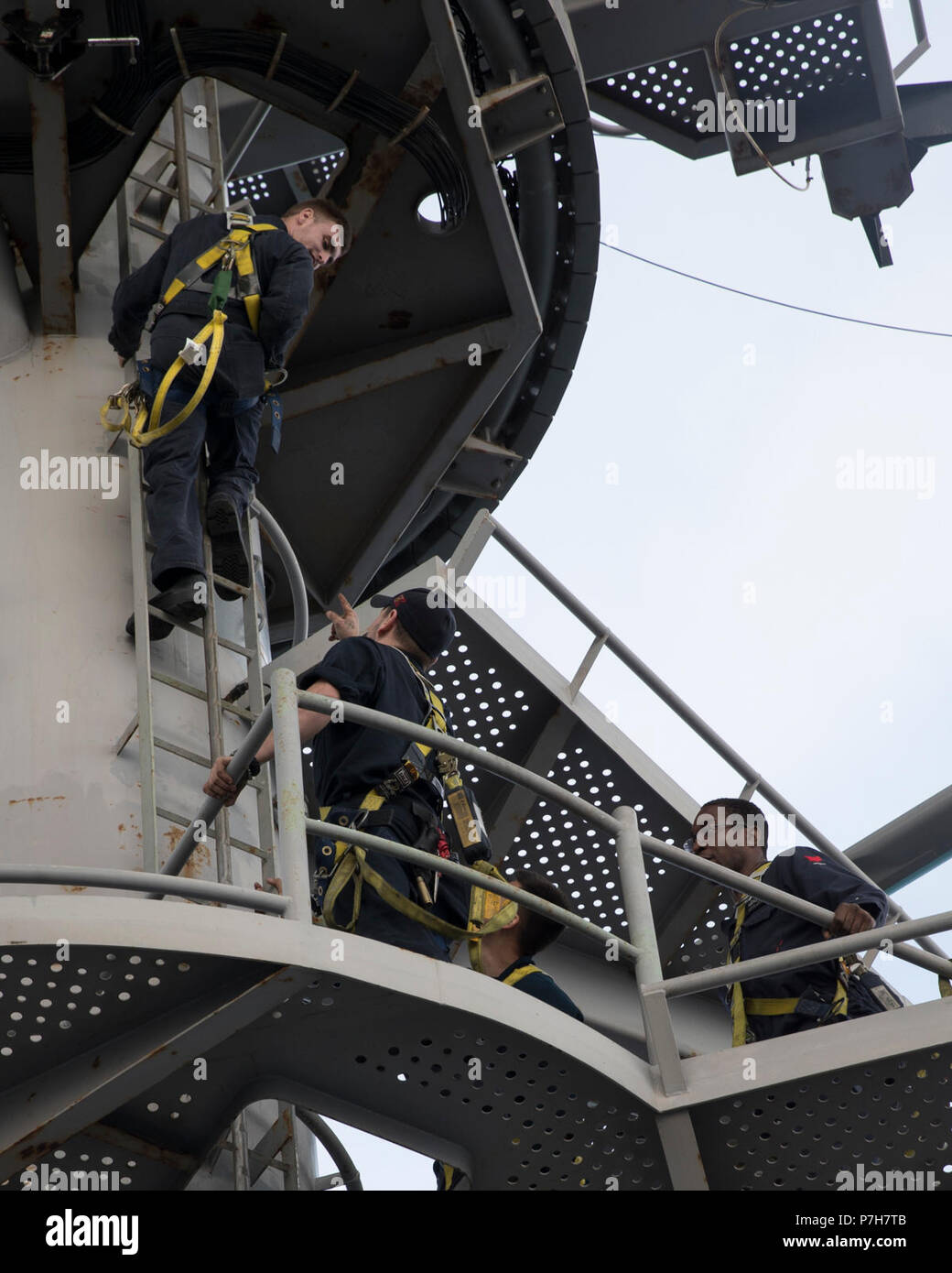 180702-N-GY005-0005 ATLANTIC OCEAN (July 2, 2018) Sailors go aloft to ...