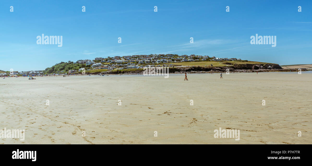 A beach scene at Polzeath in North Cornwall, United Kingdom Stock Photo ...