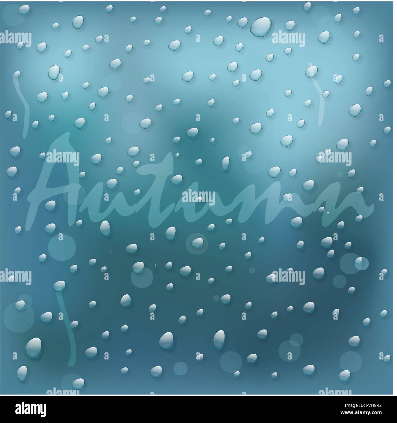 Rain closeup window drops blue Stock Vector Images - Alamy