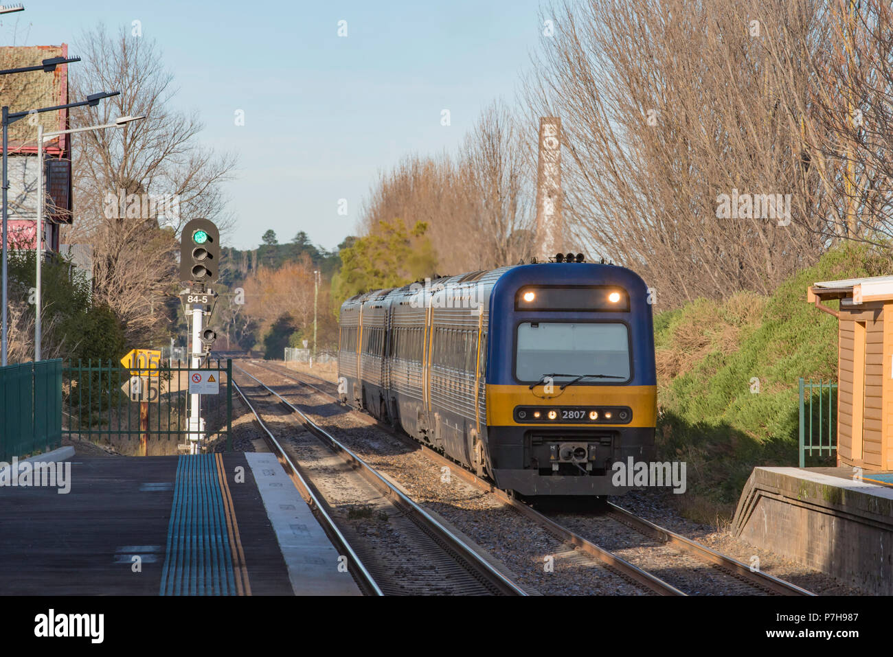 A four car Endeavour class diesel rail car at the historic rural Bowral ...