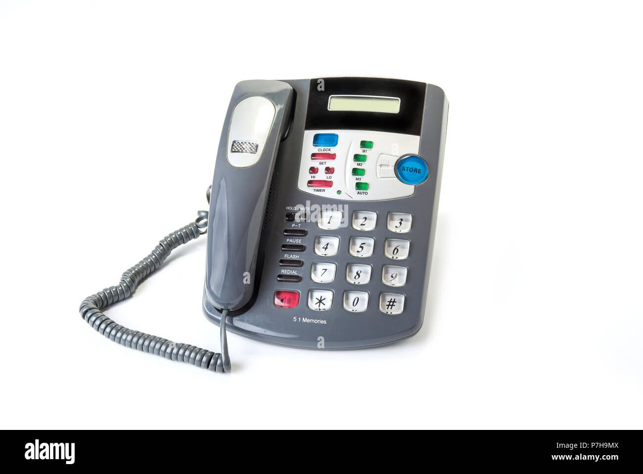 Office Desk Telephone with Coiled Phone Cord Stock Photo - Alamy