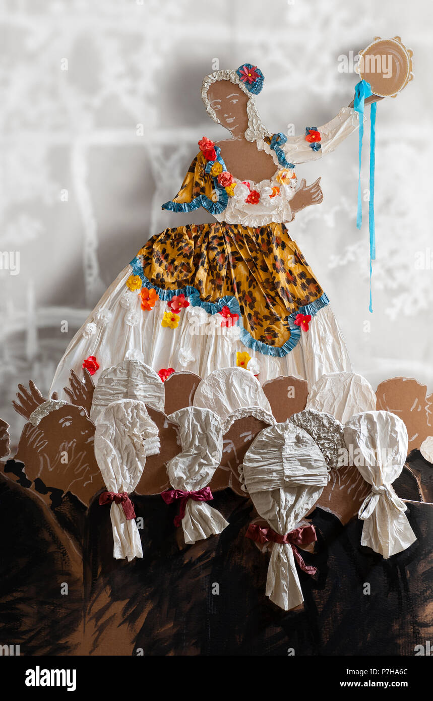 Paper sculpture of female performer and audience Stock Photo - Alamy