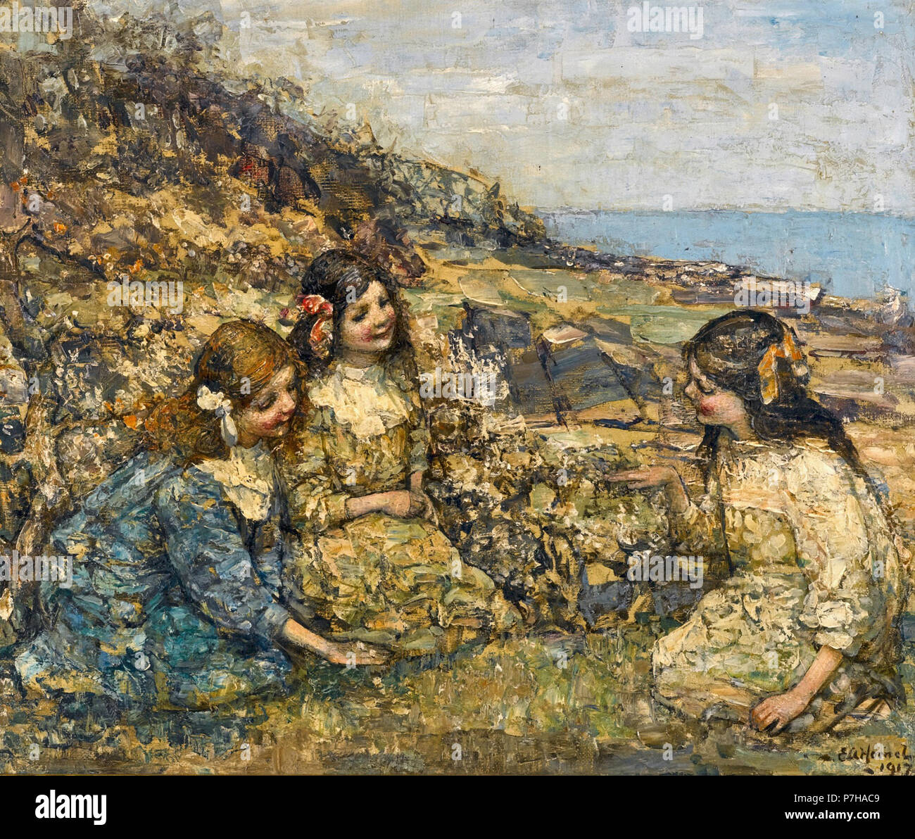 Hornel Edward Atkinson - Blowing the Dandelion Stock Photo - Alamy