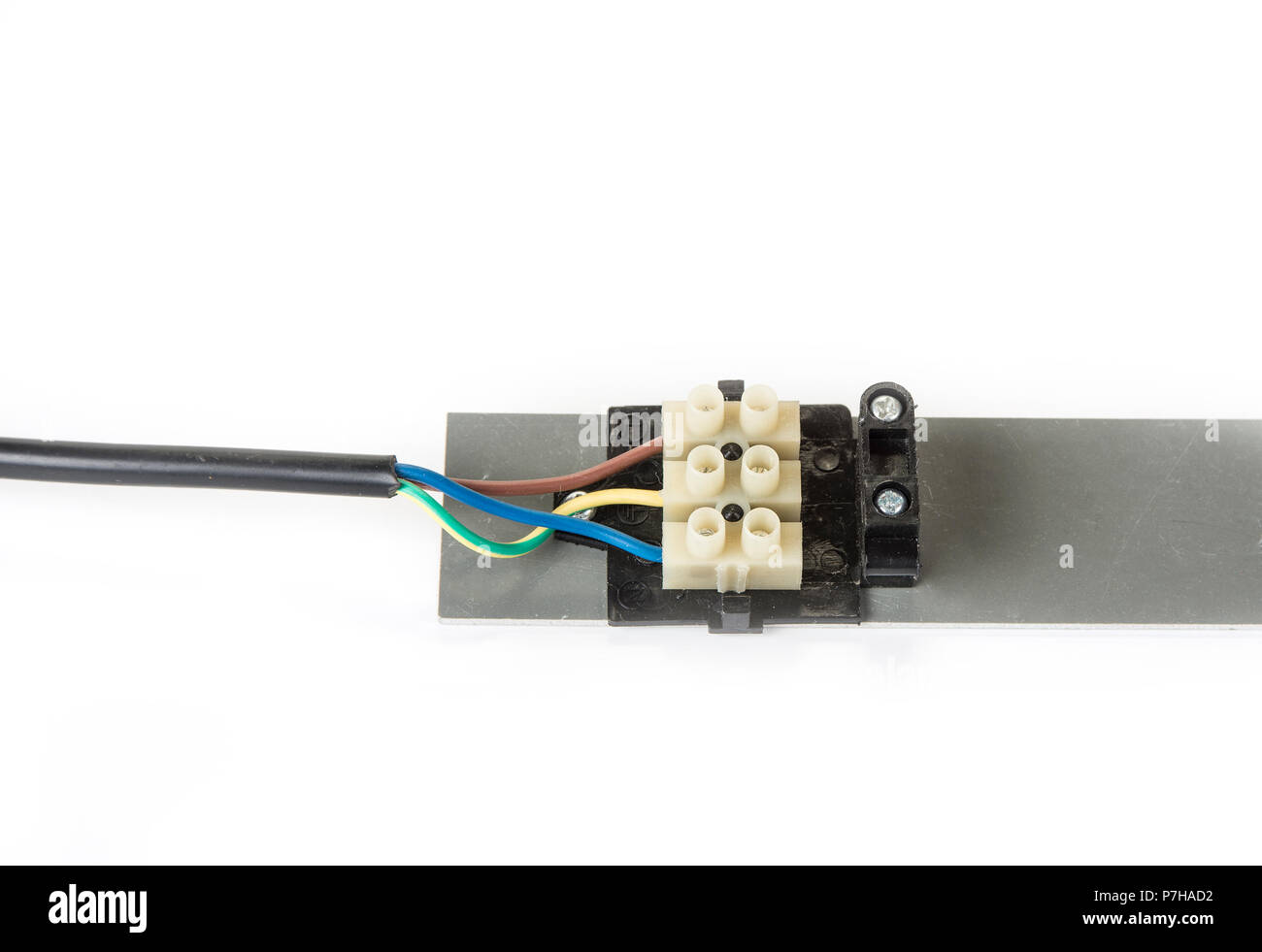 Electric connector with wires on a white background Stock Photo - Alamy