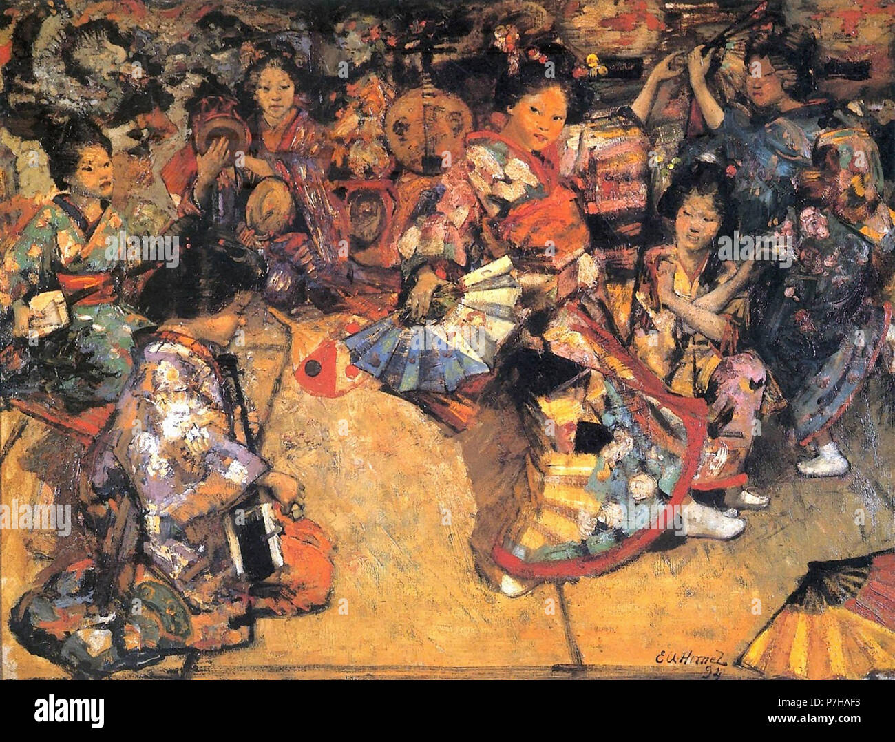 Hornel Edward Atkinson - Japanese Dancing Girls Stock Photo - Alamy