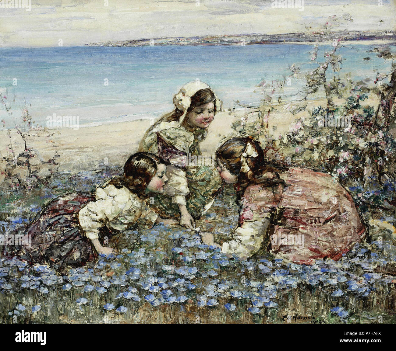 Hornel Edward Atkinson - Picking Flowers Brighouse Bay Stock Photo - Alamy