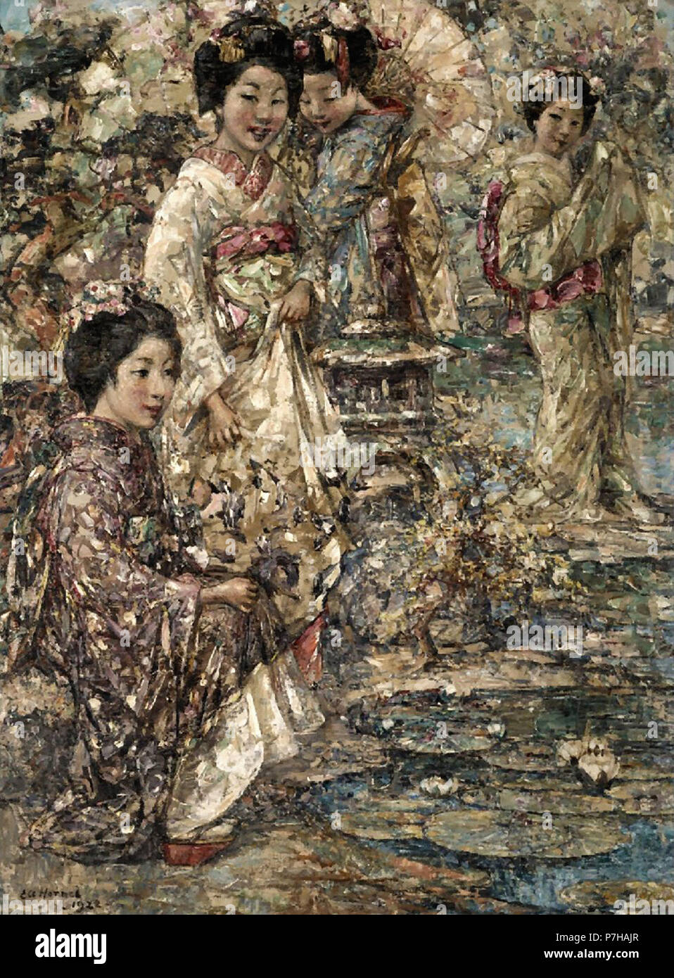 Hornel Edward Atkinson - the Japanese Garden Stock Photo - Alamy