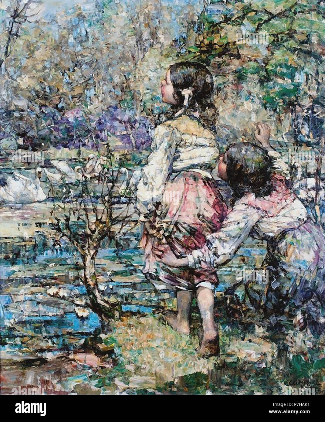 Hornel Edward Atkinson - the Lily Pond 1 Stock Photo - Alamy