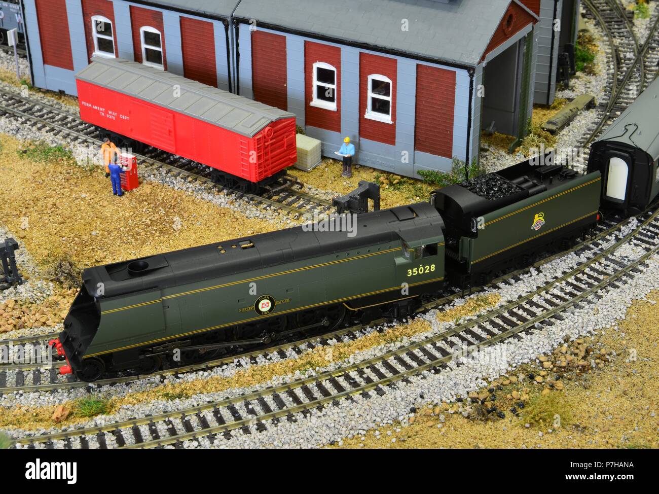 A model of a Merchant Navy class locomotive Stock Photo - Alamy