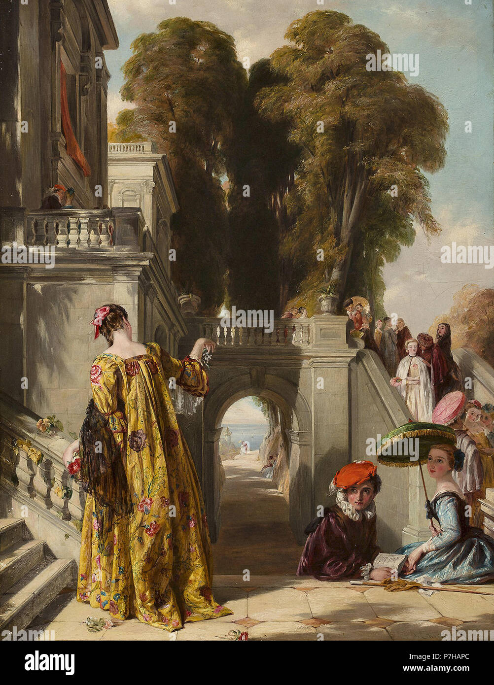 Horsley John Calcott - Elegant Figures on the Terrace of a Country ...