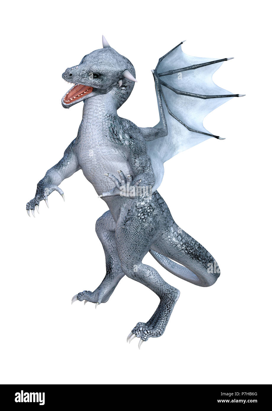 3D rendering of a fantasy dragon whelp isolated on white background ...