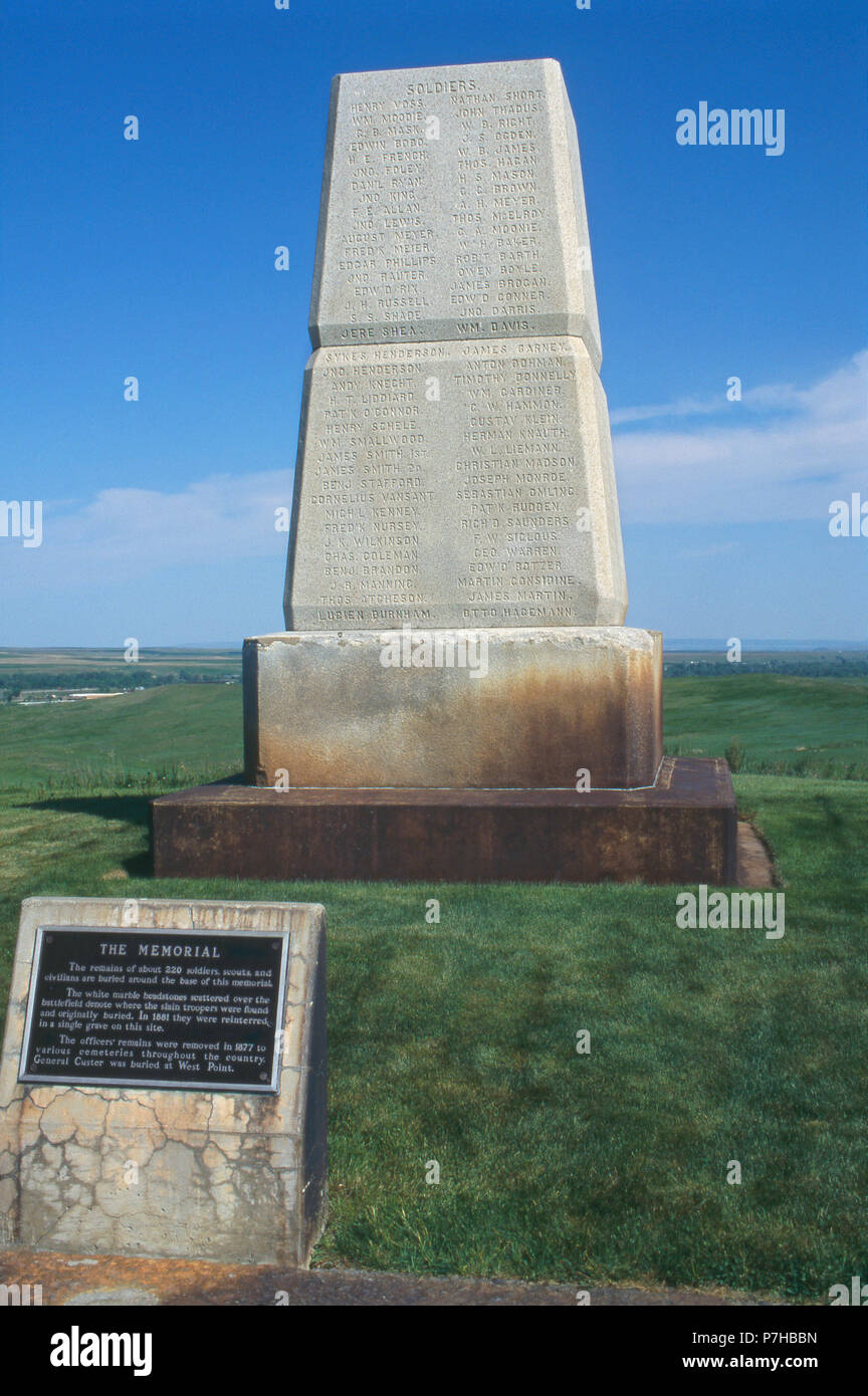 Monument to 7th Cavalry soldiers who died on Custer Hill, Little ...