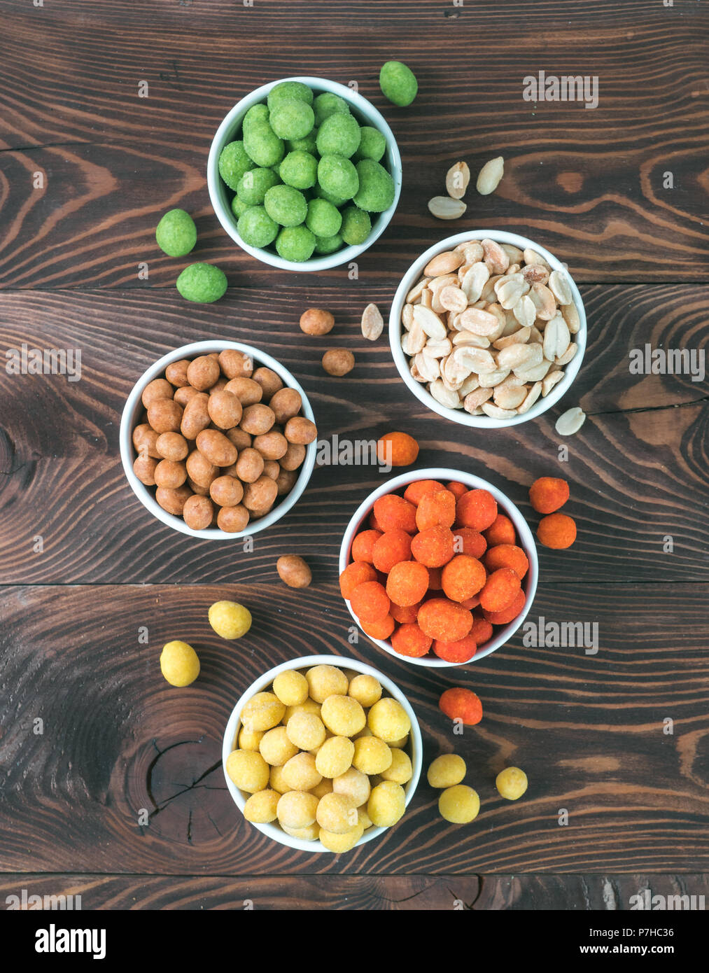 Assortment of different peanuts snack for beer, wine, party. Salted ...