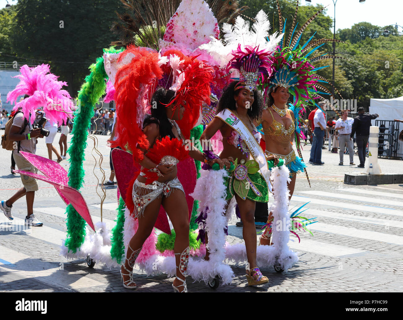 The participants of Tropical carnival 2018 in Paris , France. Over ...