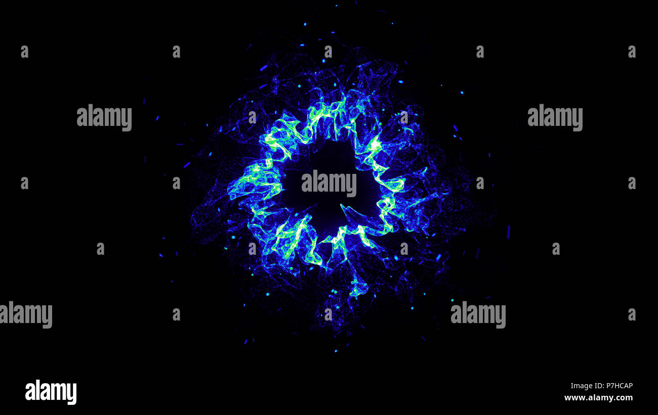 Particle magic explosion. Abstract neon futuristic glowing wave that ...