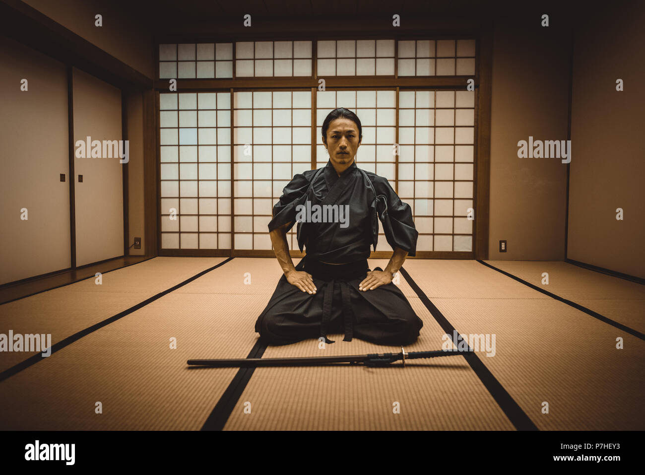 Samurai training in a traditional dojo, in Tokyo Stock Photo - Alamy