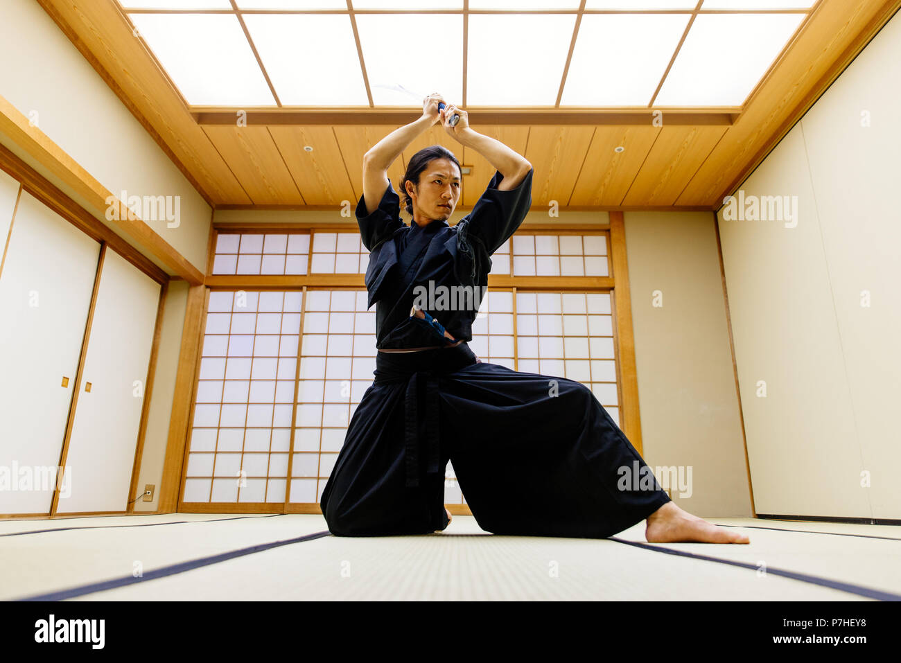 Samurai training in a traditional dojo, in Tokyo Stock Photo - Alamy
