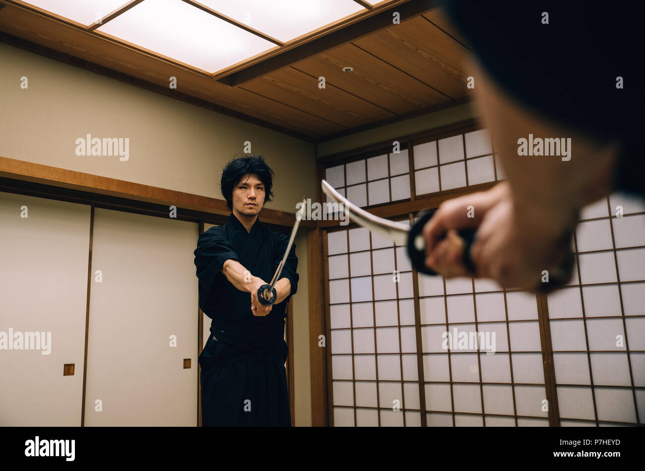 Samurai training in a traditional dojo, in Tokyo Stock Photo - Alamy