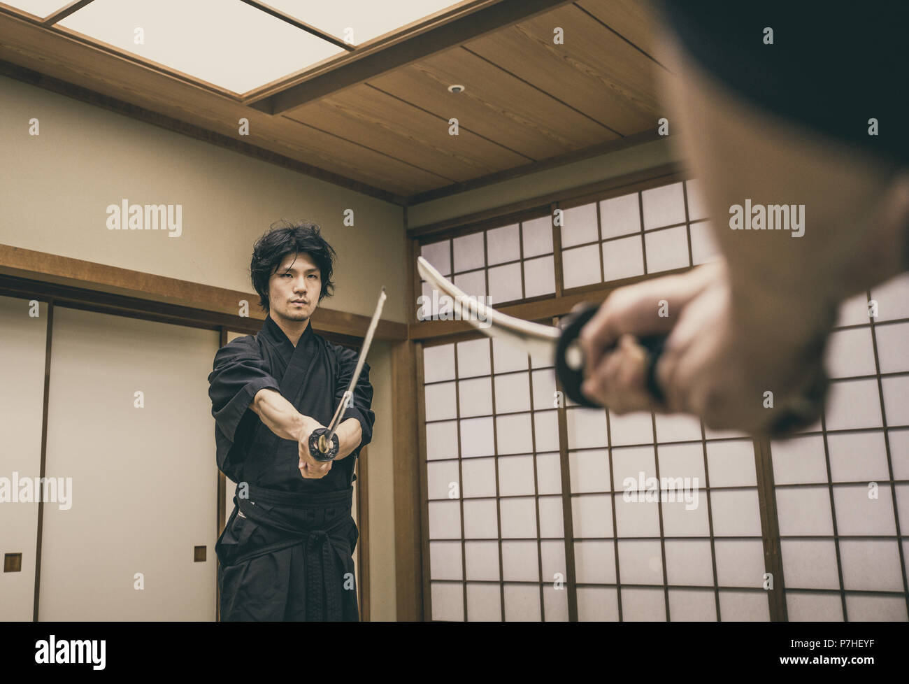Samurai training in a traditional dojo, in Tokyo Stock Photo - Alamy