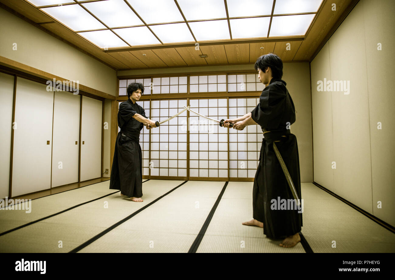 Samurai training in a traditional dojo, in Tokyo Stock Photo - Alamy