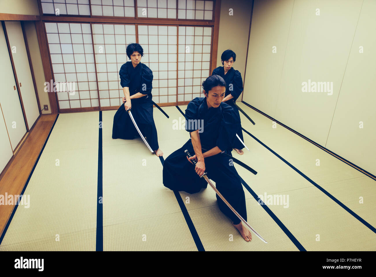Samurai training in a traditional dojo, in Tokyo Stock Photo - Alamy
