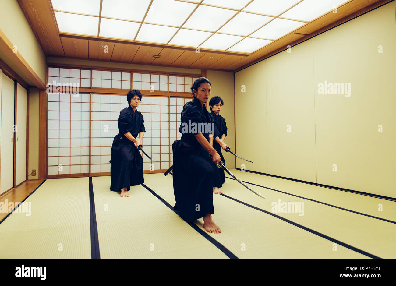 Samurai training in a traditional dojo, in Tokyo Stock Photo - Alamy