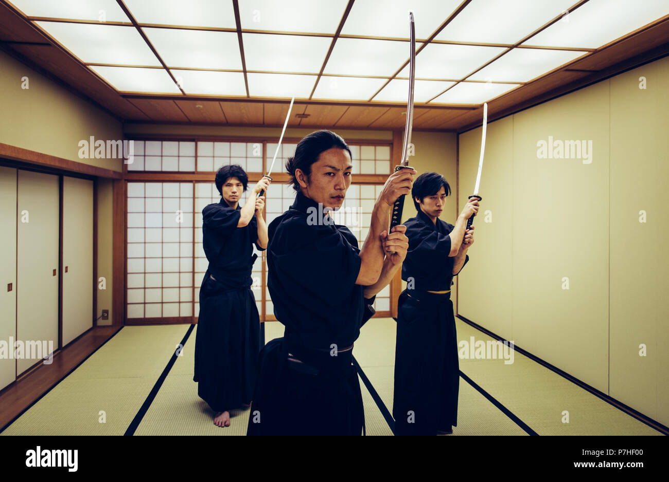 Samurai training in a traditional dojo, in Tokyo Stock Photo - Alamy