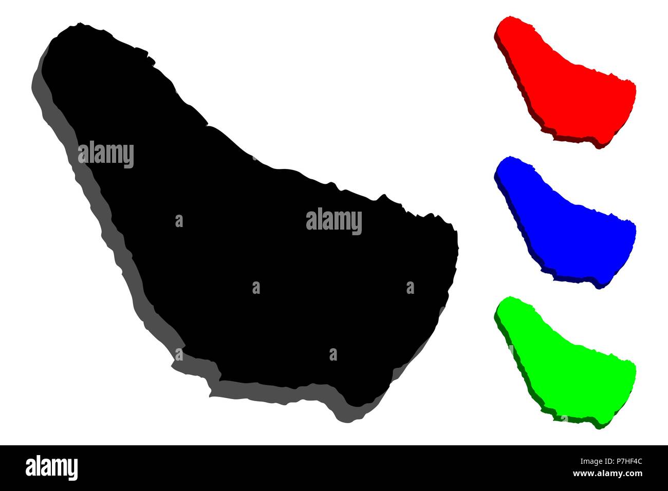 3D map of Barbados - black, red, blue and green - vector illustration ...