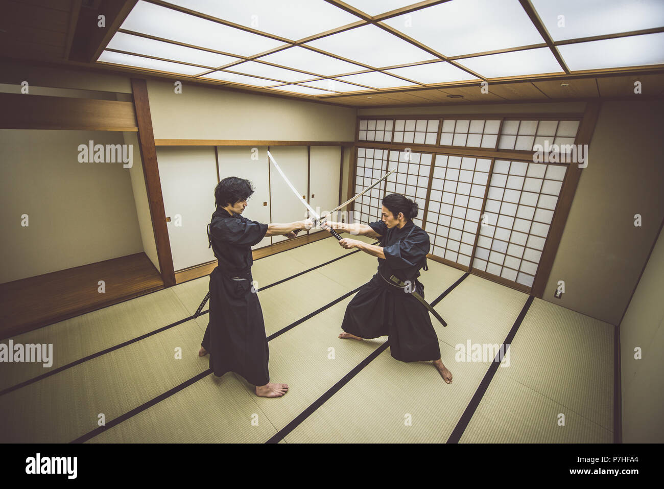 Samurai training in a traditional dojo, in Tokyo Stock Photo - Alamy