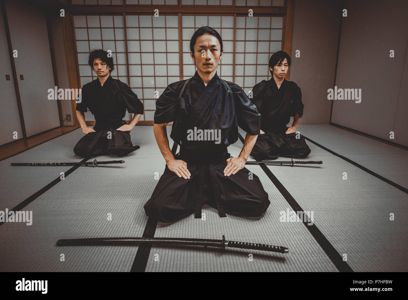 Samurai training in a traditional dojo, in Tokyo Stock Photo - Alamy