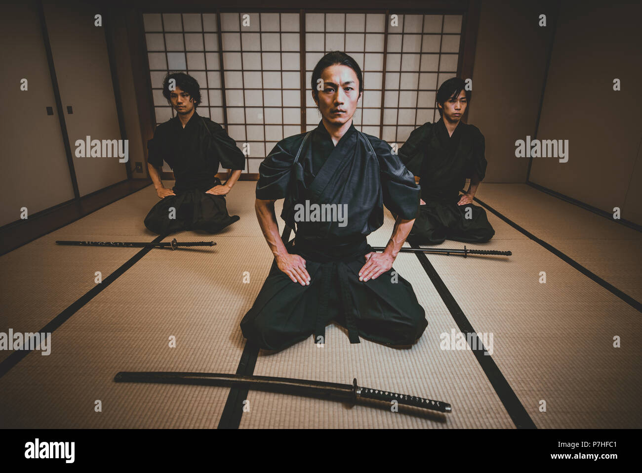 Samurai training in a traditional dojo, in Tokyo Stock Photo - Alamy