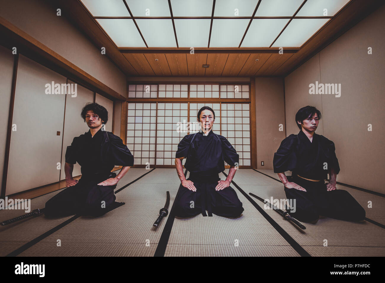 Samurai training in a traditional dojo, in Tokyo Stock Photo - Alamy