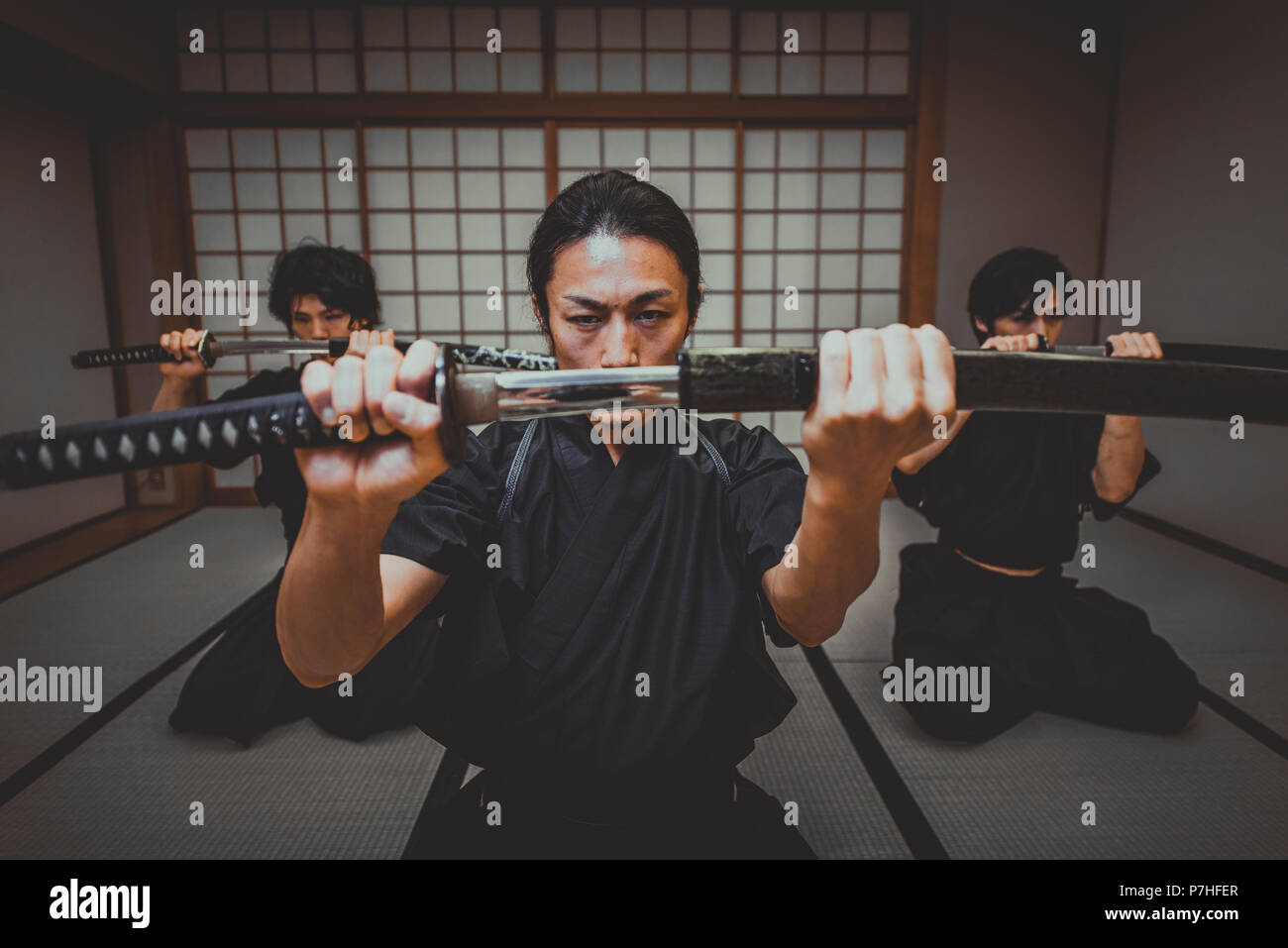 Samurai training in a traditional dojo, in Tokyo Stock Photo - Alamy