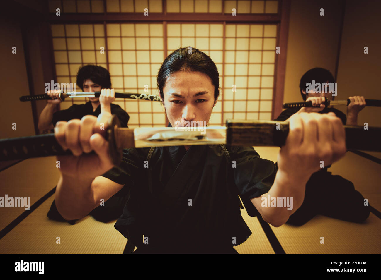 Samurai training in a traditional dojo, in Tokyo Stock Photo - Alamy