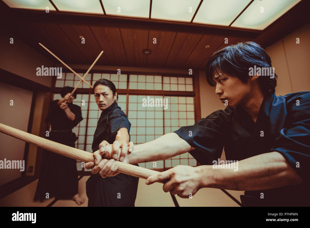 Samurai training in a traditional dojo, in Tokyo Stock Photo - Alamy
