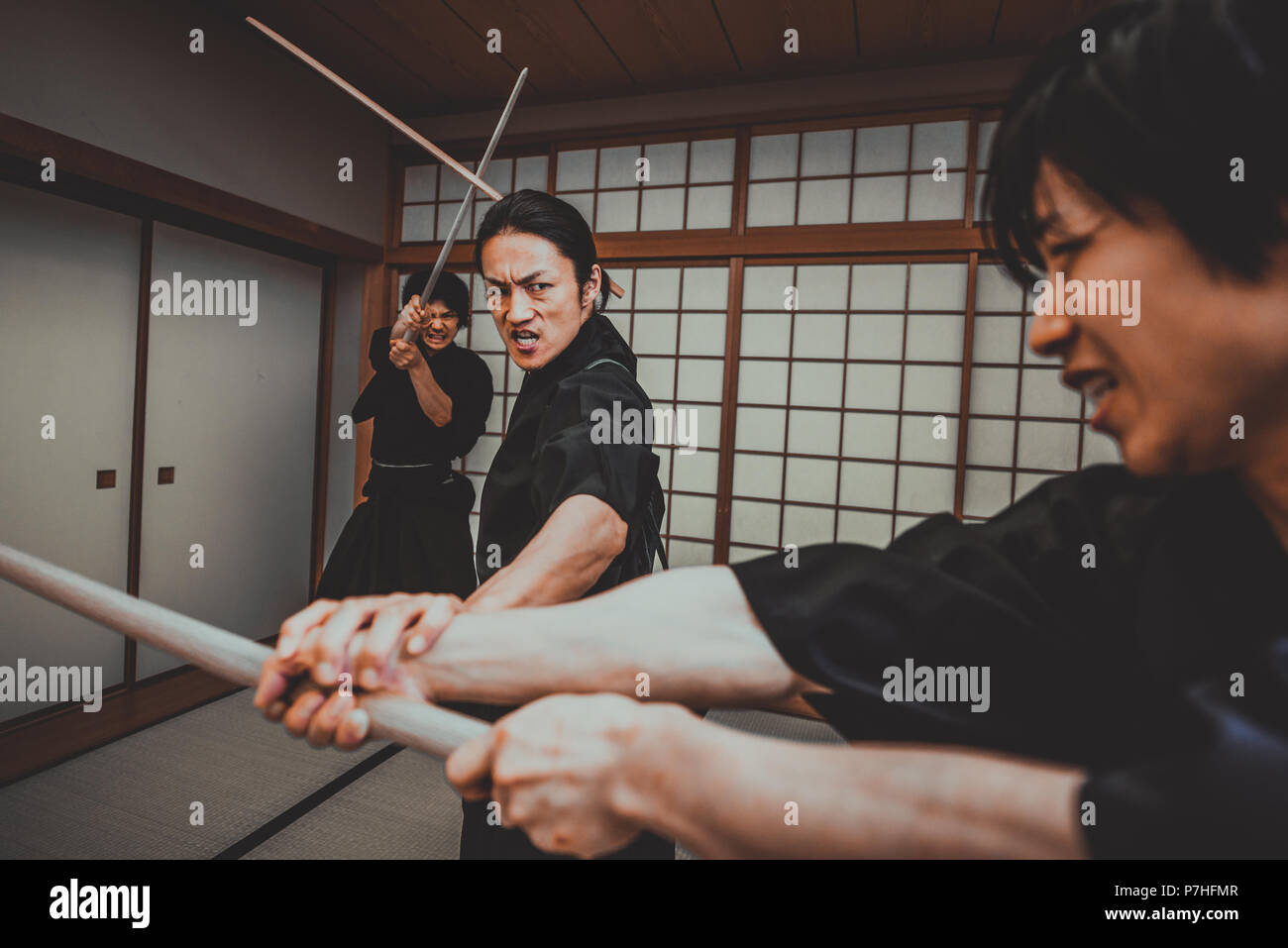 Samurai training in a traditional dojo, in Tokyo Stock Photo - Alamy