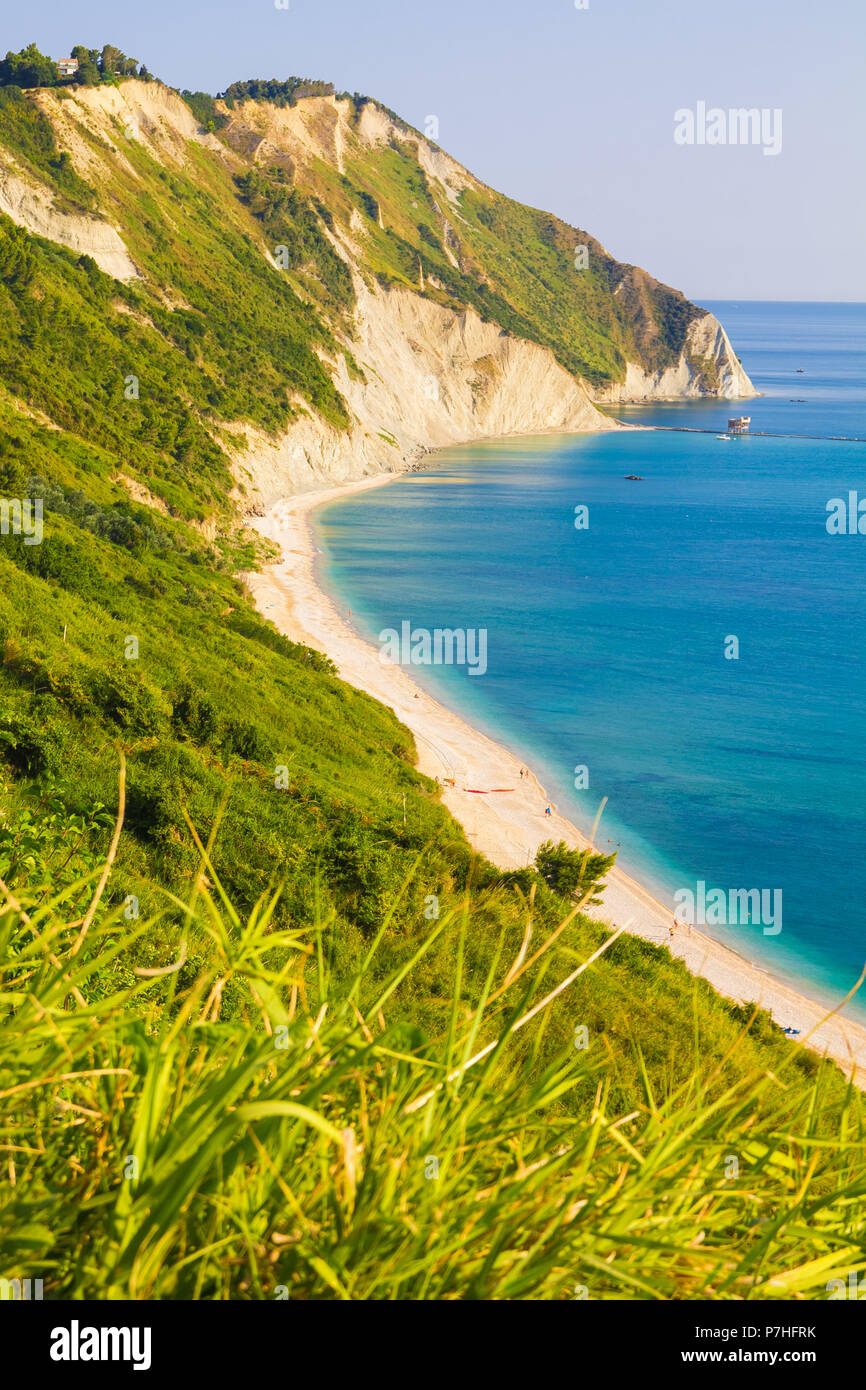 Summer Adriatic sea bay and blossoming Spiaggia Mezzavalle beach near ...